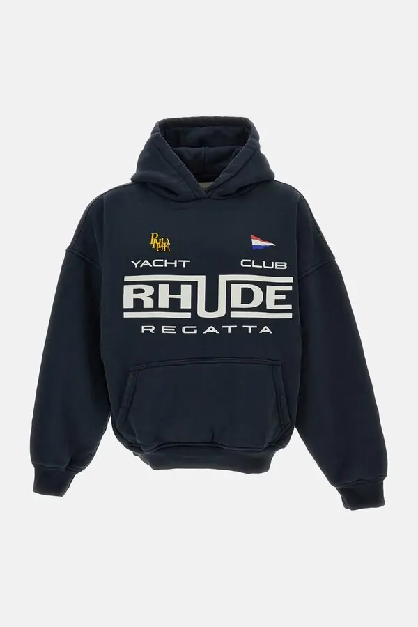 Rhude Printed Cotton Hoodie - Blue