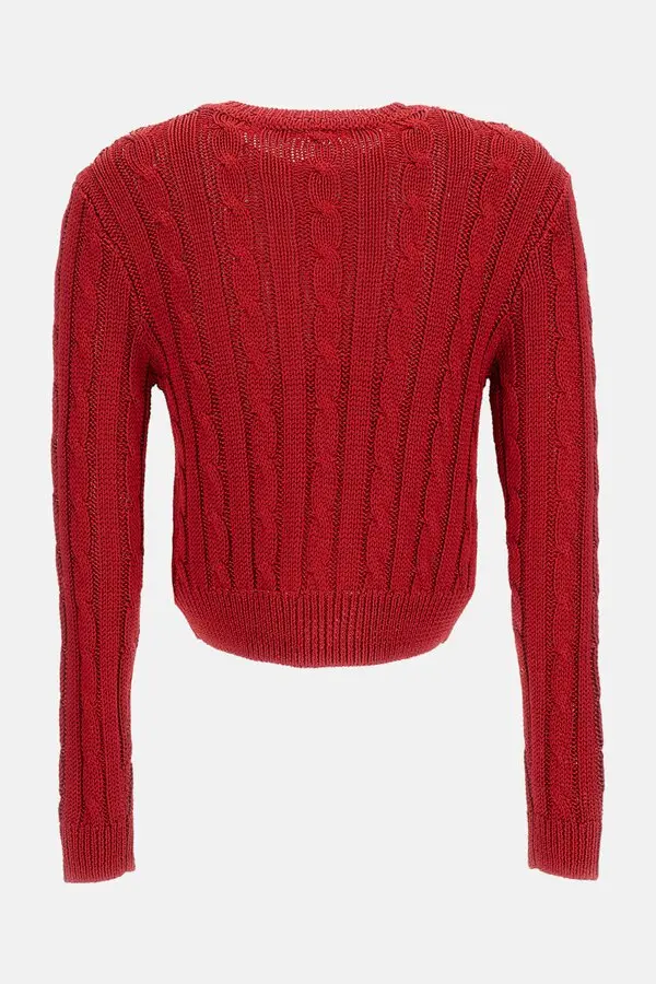 Ralph Lauren Crewneck Silk Cardigan - Red