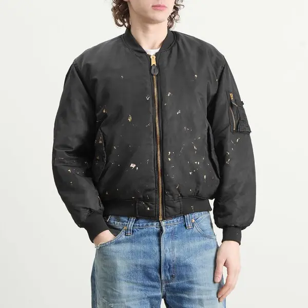 Mastercraft Union Washed Nylon Bomber Jacket - Black