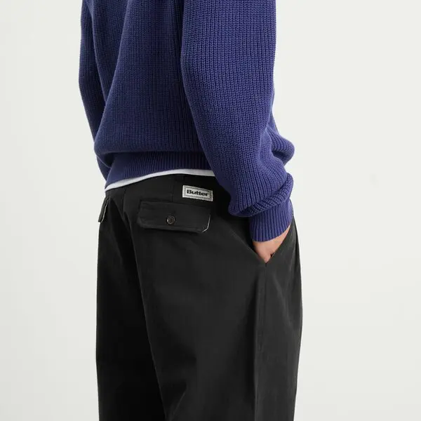 BUTTER GOODS Pleated Trousers - Washed Black