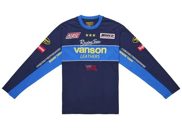 Supreme X Vanson Leathers Long Sleeve Top - Navy Blue