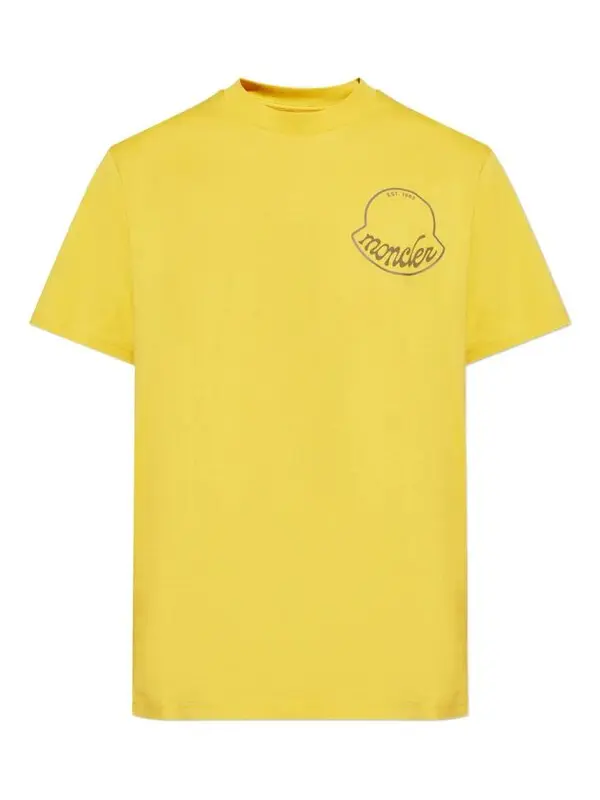 Moncler Logo Printed Crewneck Sweat-shirt T-shirt - Yellow