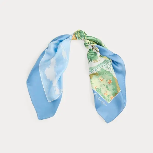 Ralph Lauren Coastal-print Silk Square Scarf - Blue Note