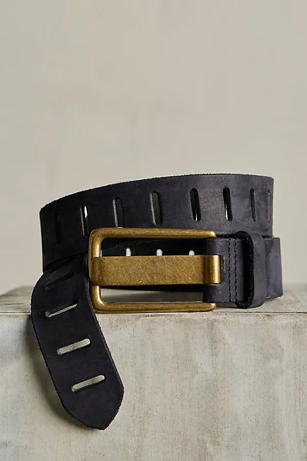 Free People We The Free Nubuck Jona Leather Belt - Black