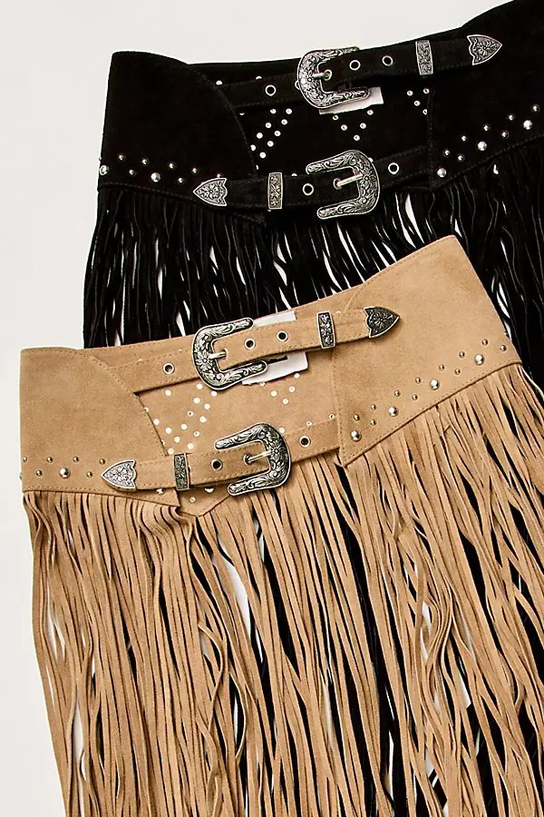 UNDERSTATED LEATHER Heart Em Maxi Skirt Belt - Black