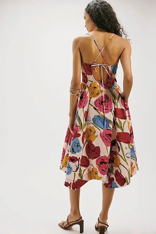Free People Printed Midi Dress - Spring Combo