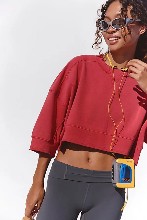 Free People Intercept Short Sleeve Pullover - Candy Apple