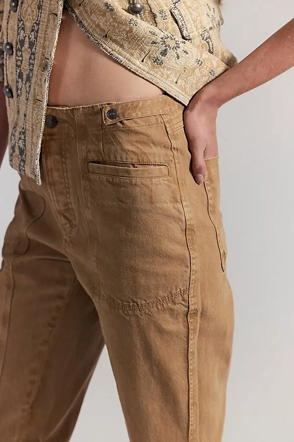 Free People We The Free Low-rise Venus Bootcut Pants - Tannin