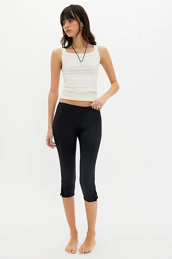 Only Hearts Fitted Capris With Lace Trim - Black