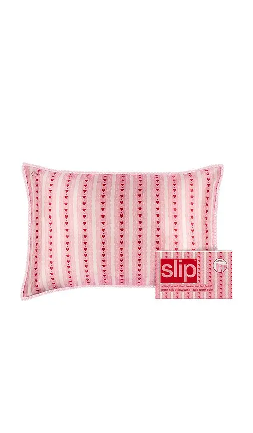 Slip Pure Silk Queen Pillowcase With Lace Trim - Pink