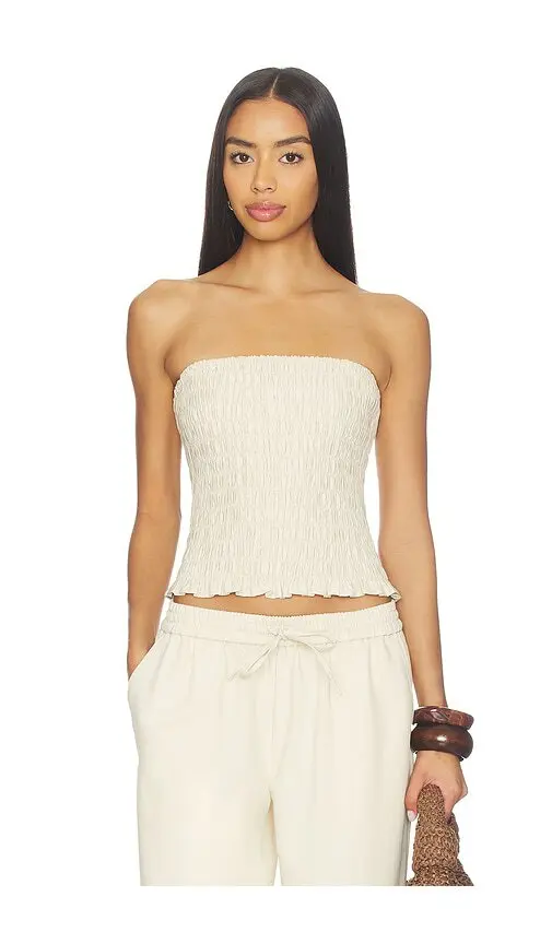Lna Gigi Strapless Shirred Tube Top - Cream