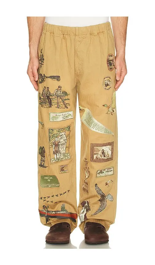 SAMUEL ZELIG Embroidered Patch Trail Pants - Brown