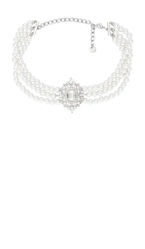 SELF-PORTRAIT Crystal Pearl Choker - Ivory