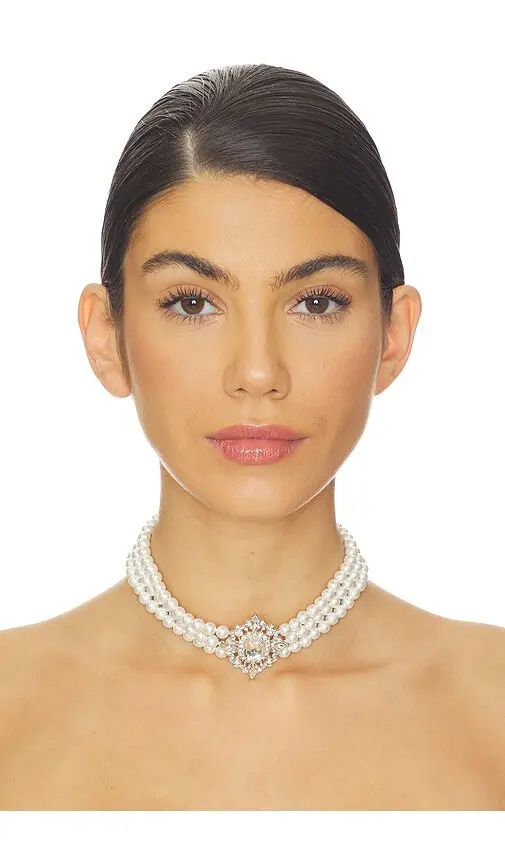 SELF-PORTRAIT Crystal Pearl Choker - Ivory