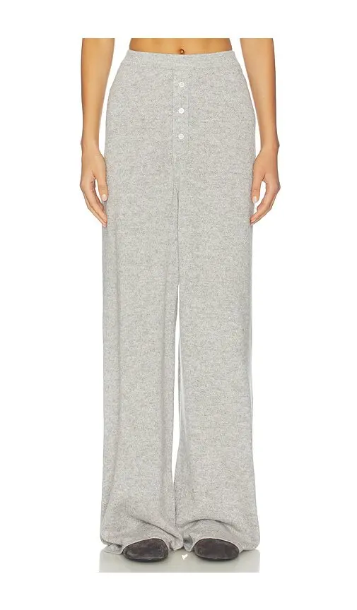 Guest In Residence Cashmere Linen Blend Wide Leg Trousers - Grey