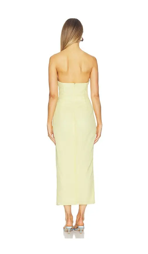 Katie May Midi Dress With Boned Bodice And Slit - Lemon
