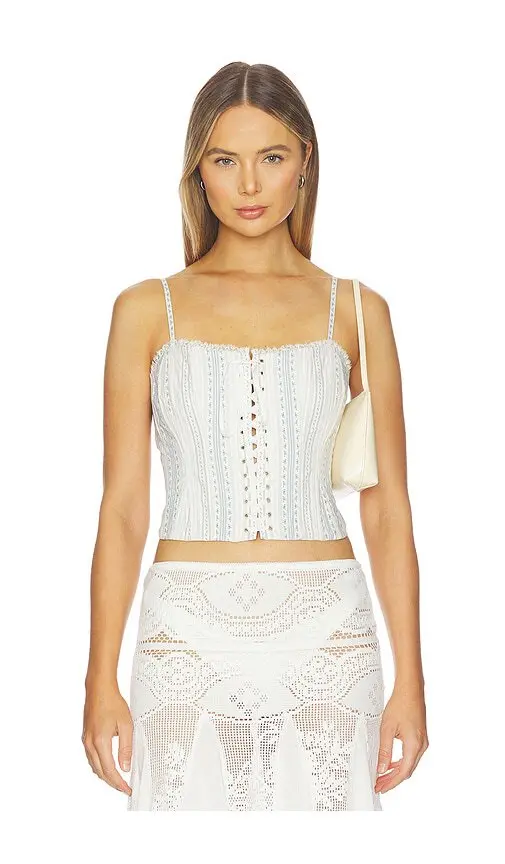LoveShackFancy Bensen Bustier Top - Blue