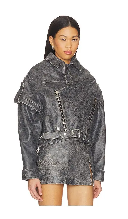 MANOKHI Vintage Leather Oversized Jacket