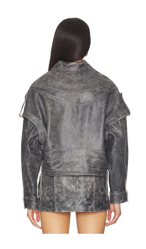 MANOKHI Vintage Leather Oversized Jacket