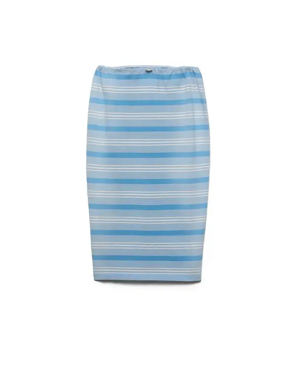 Prada Piqué Bayadere Print Skirt - Light Blue