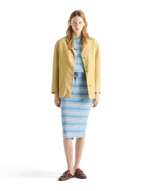 Prada Piqué Bayadere Print Skirt - Light Blue