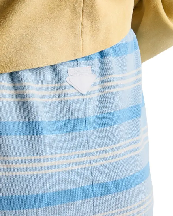 Prada Piqué Bayadere Print Skirt - Light Blue