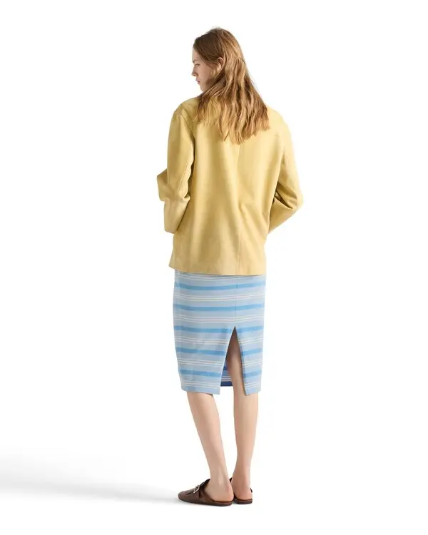 Prada Piqué Bayadere Print Skirt - Light Blue