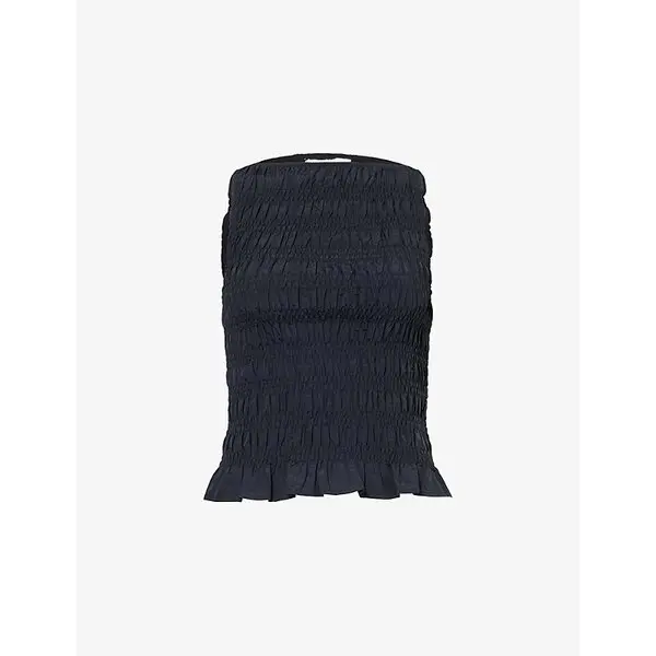 PEACHY DEN Deba Shirred Woven Top - Onyx