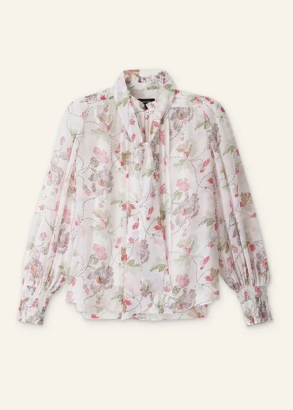 ME+EM Printed Silk Blouse With Cami And Tie