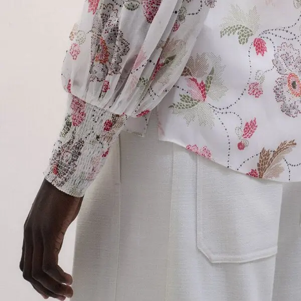 ME+EM Printed Silk Blouse With Cami And Tie