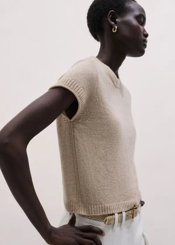 ME+EM Cashmere Shrunken Knit Baby Tee - Oatmeal