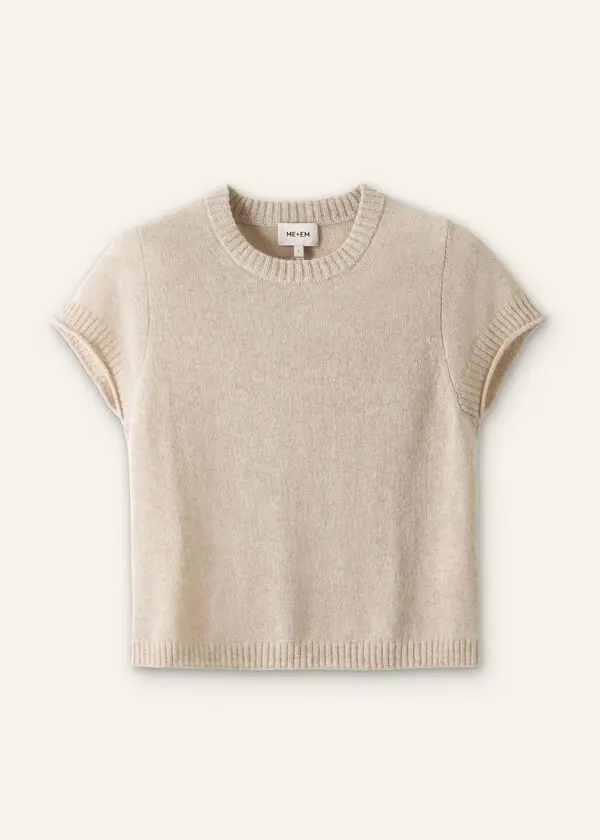 ME+EM Cashmere Shrunken Knit Baby Tee - Oatmeal
