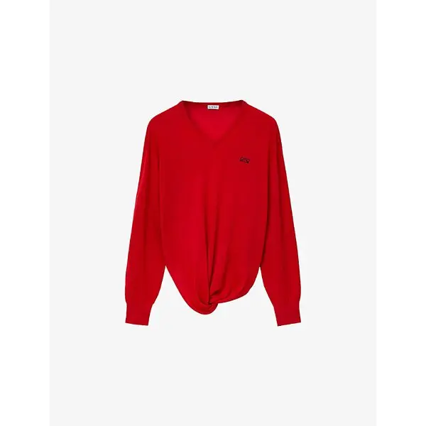 Loewe Logo-embroidered Twisted-side Wool Jumper - Red