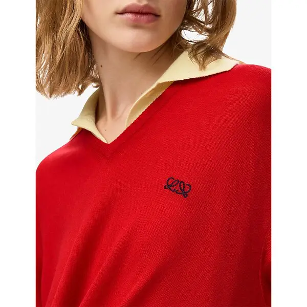 Loewe Logo-embroidered Twisted-side Wool Jumper - Red