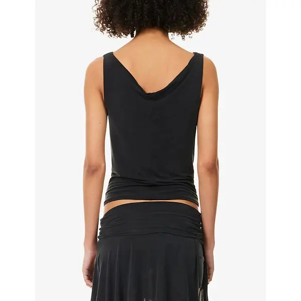 PEACHY DEN Stretch-woven Top - Graphite