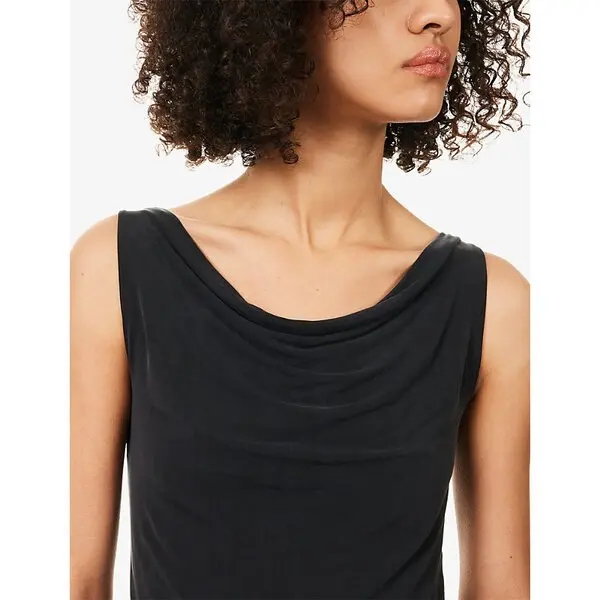 PEACHY DEN Stretch-woven Top - Graphite