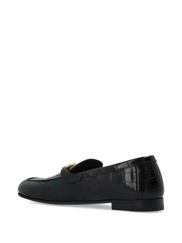 Versace Chain Embossed Leather Loafers