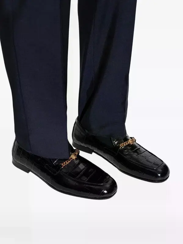 Versace Chain Embossed Leather Loafers