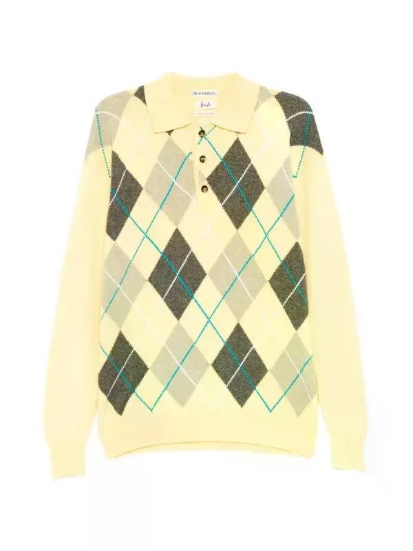 JW Anderson Argyle Button Knitwear - Yellow