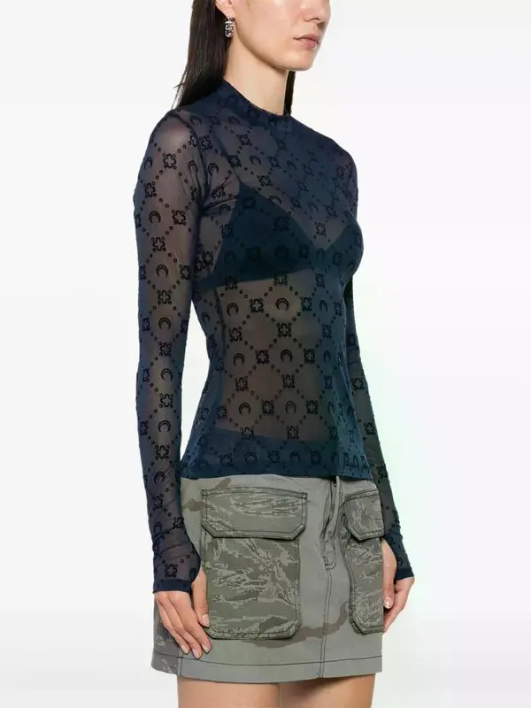 MARINE SERRE Moonogram Mesh Longsleeve Top