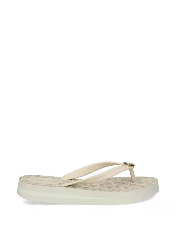 Michael Kors Posie Logo Charm Flip Flops - Neutrals