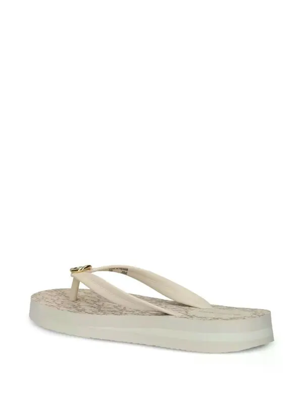 Michael Kors Posie Logo Charm Flip Flops - Neutrals