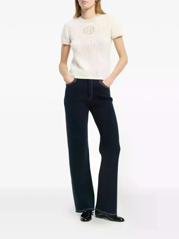 BARRIE Logo-appliqué Knitted Top - Neutrals