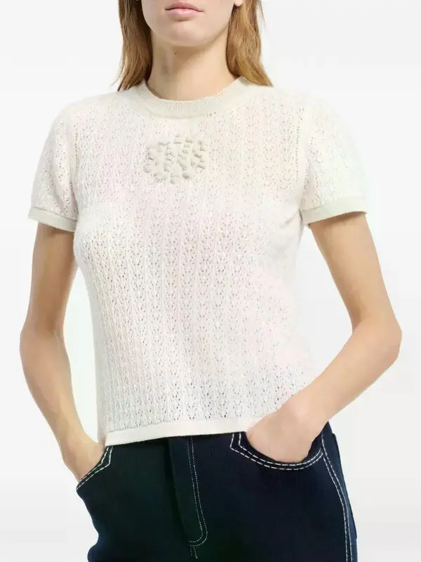 BARRIE Logo-appliqué Knitted Top - Neutrals