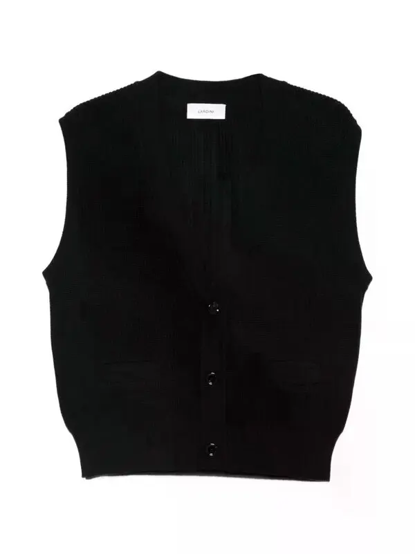 LARDINI Button V-neck Sleeveless Cardigan