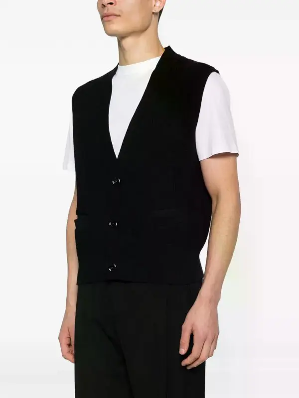 LARDINI Button V-neck Sleeveless Cardigan