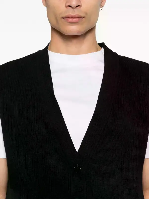 LARDINI Button V-neck Sleeveless Cardigan