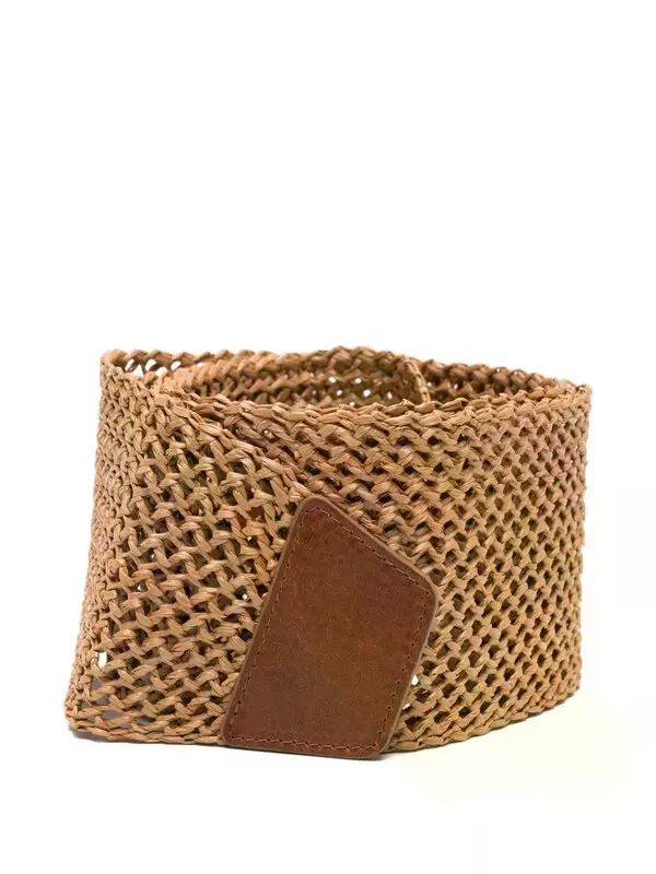 Antonelli Firenze Woven Belt With Leather Appliqu - Neutrals