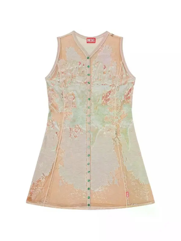 DIESEL® Sleeveless Abstract Print Mini Dress