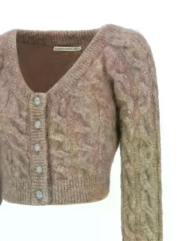 Alessandra Rich Sequin Cable-knit Cardigan - Neutrals